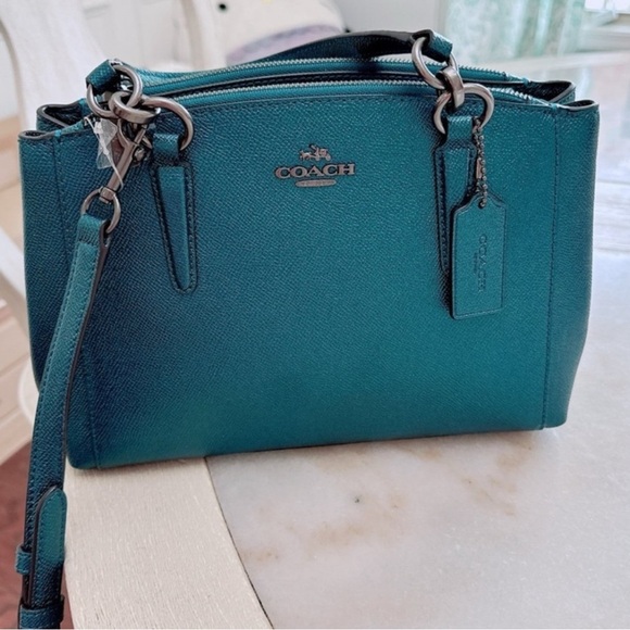 Coach | Bags | Coach Teal Green Satchel With Silver Hardware And ...